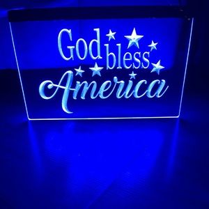 Other | God Bless America Led Neon Blue Light Sign 8x12 | Poshmark